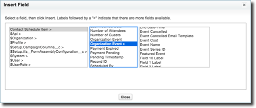 Using Merge fields - Liaison